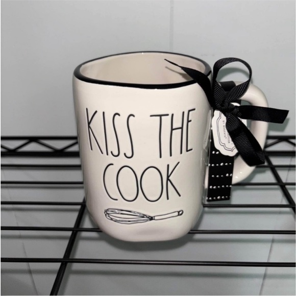 Rae Dunn | Dining | Rae Dunn Kiss The Cook Mug With Black Ribbon | Poshmark